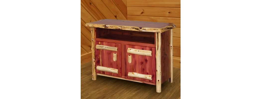 Red Cedar Rustic Log TV Stand and Entertainment Center