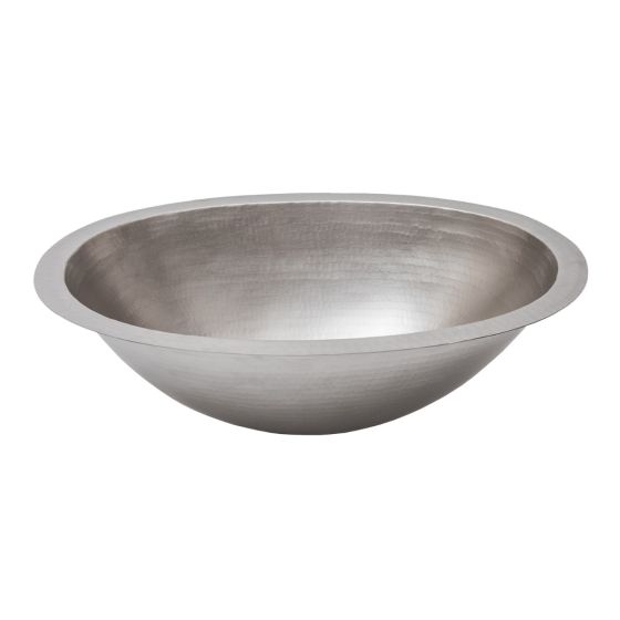 19" Oval Nickel Hammered Copper Bathroom Sink