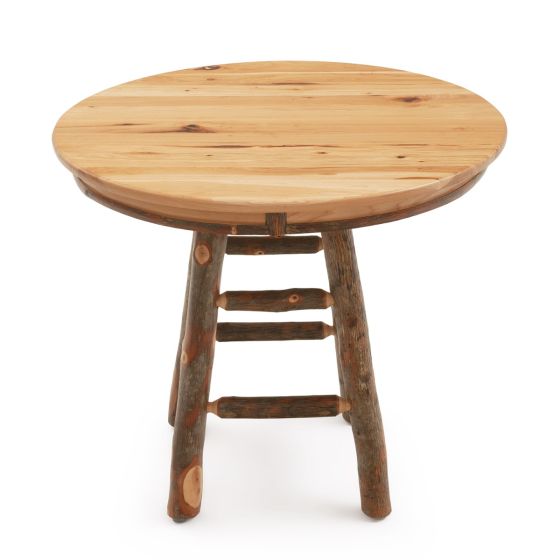 Saranac Hickory Log Pub Table With Swivel Back Barstools