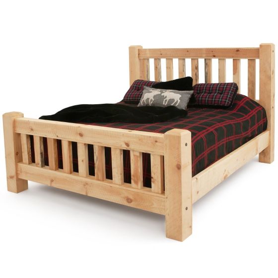 Sawmill Rough Sawn Timber Spindle Queen Bed in Natural Clear