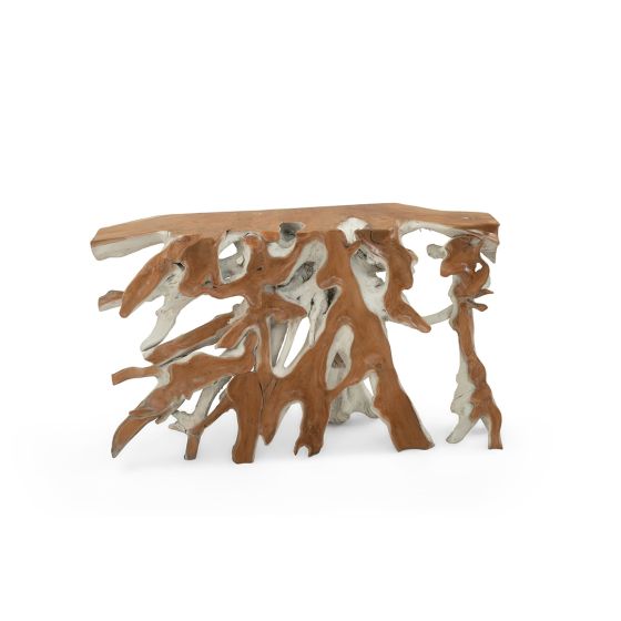 Aged-White Root Console Table