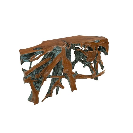 Aged-Blue Root Console Table