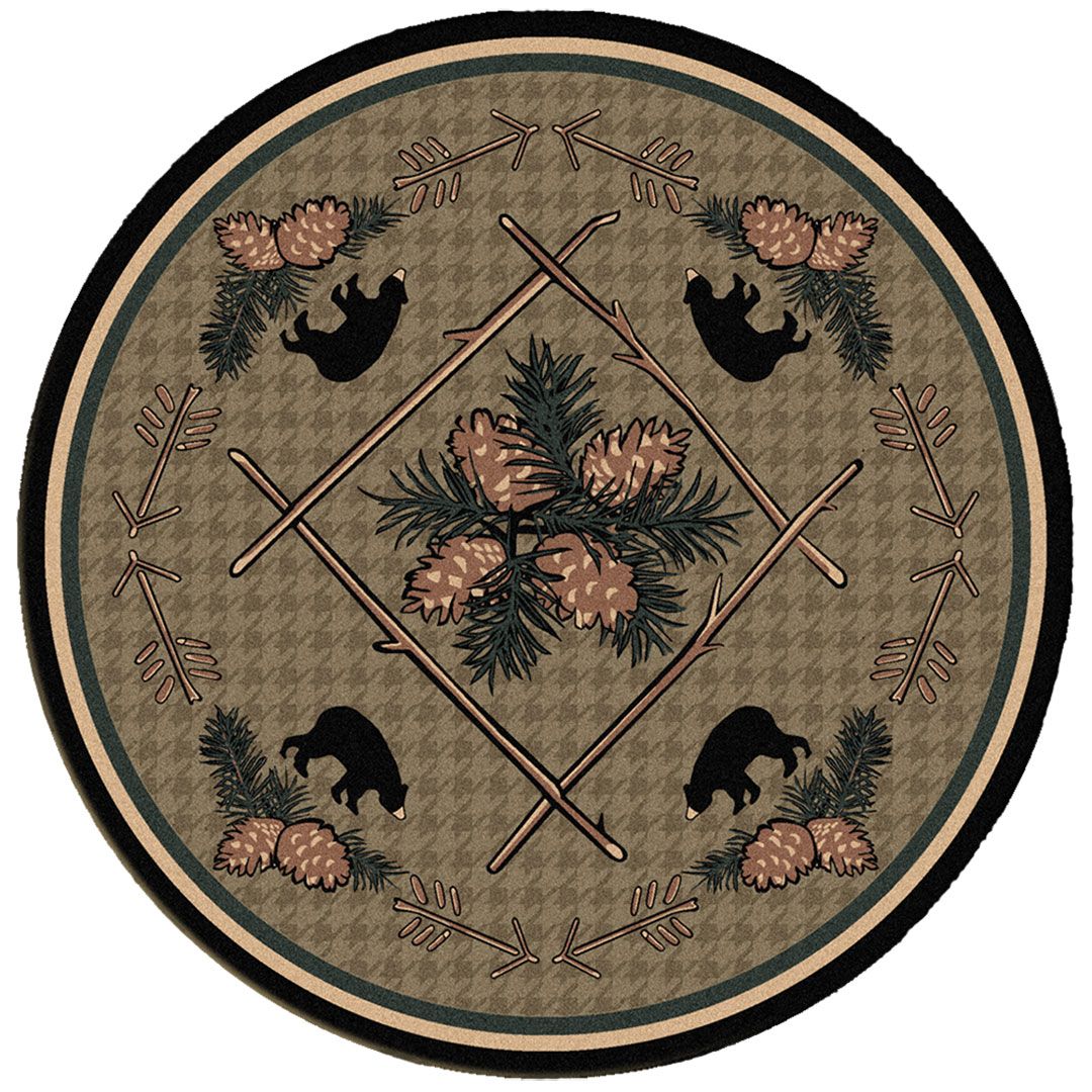Pine Cone Bears Area Rugs - Cabin Rugs