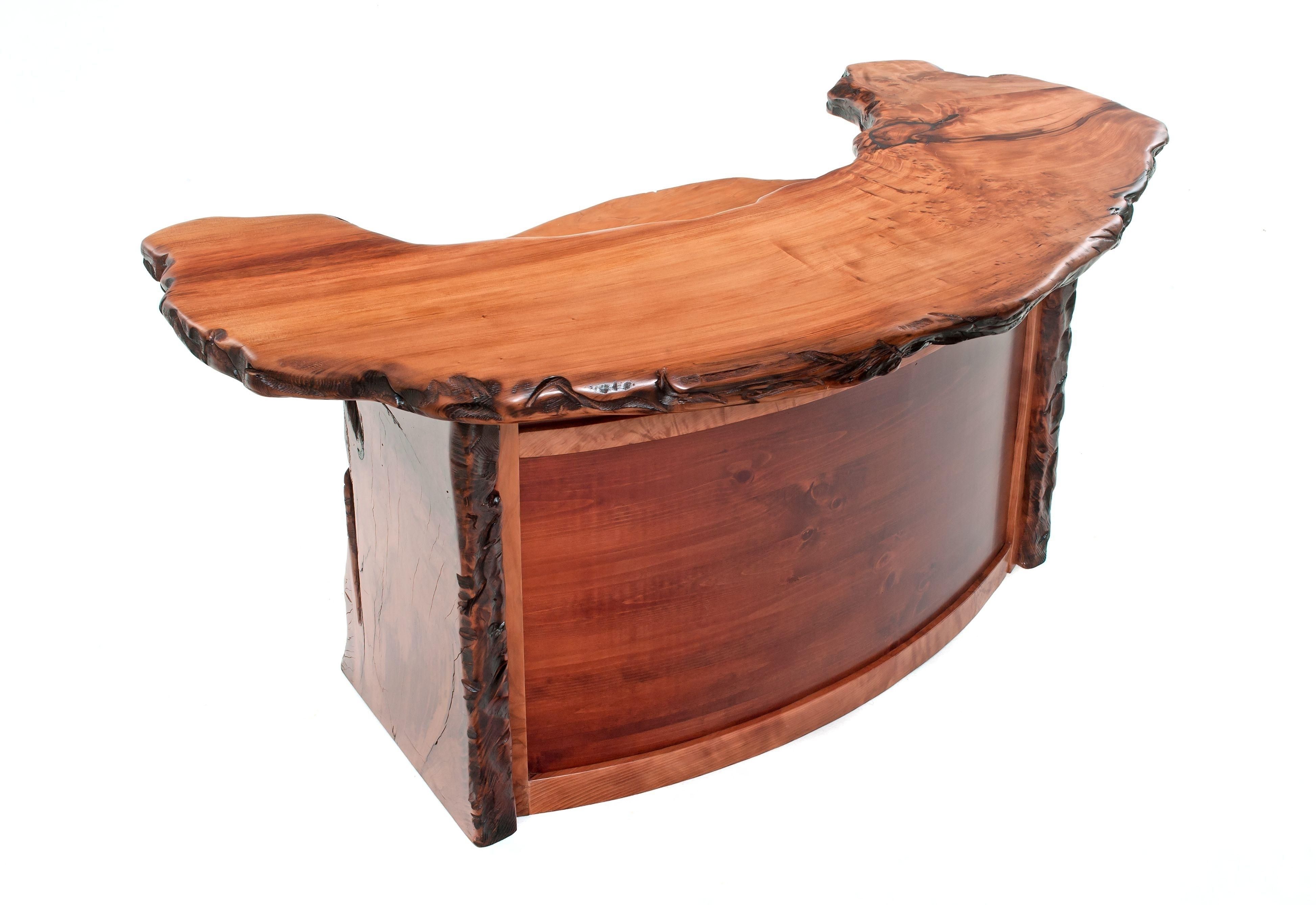 Rustic Bar with Curved Live Edge Slabs