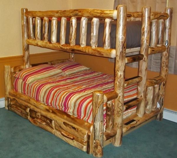 Rustic Aspen Log Bunk Bed