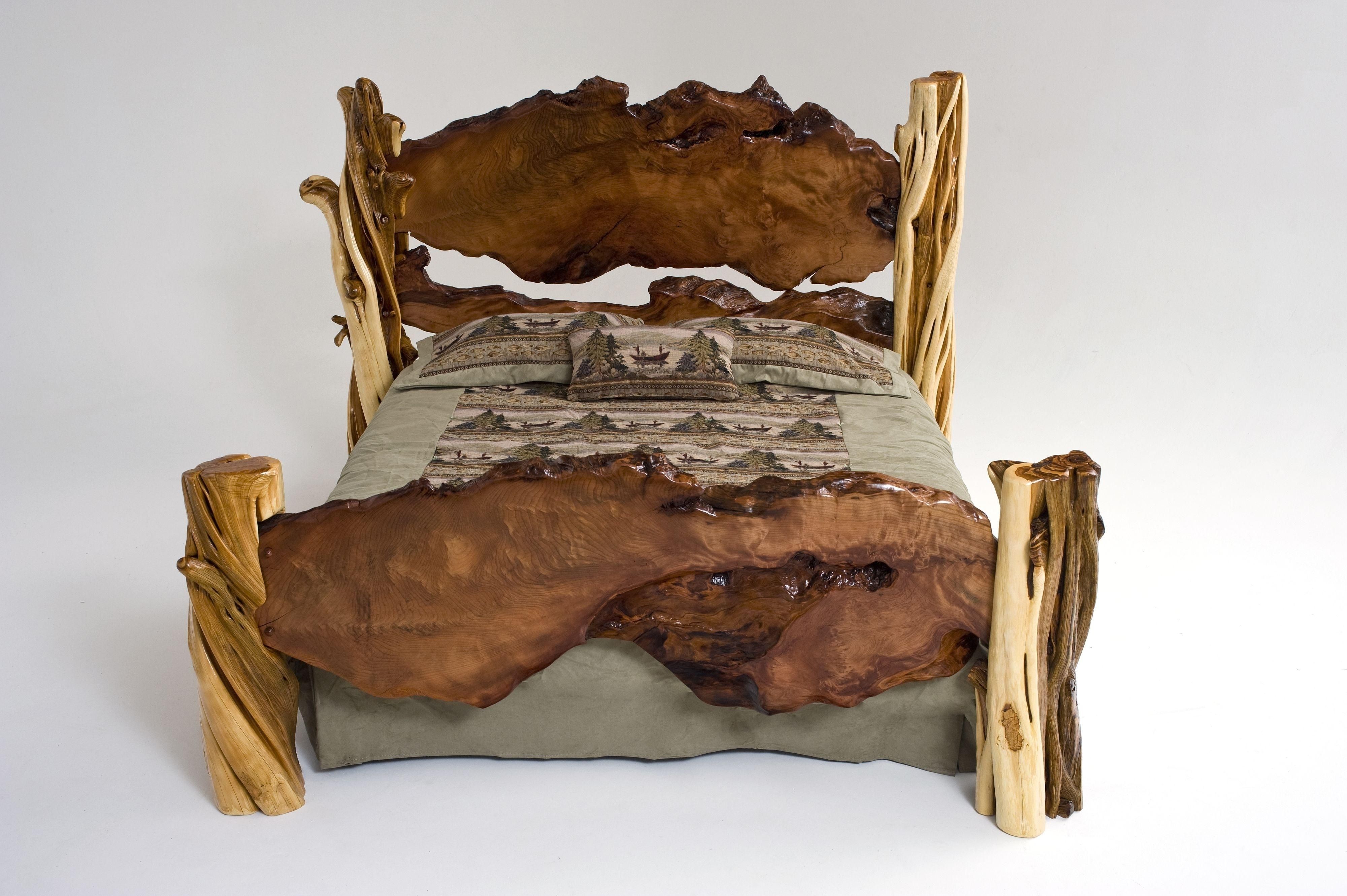 Rustic Redwood Log Bed