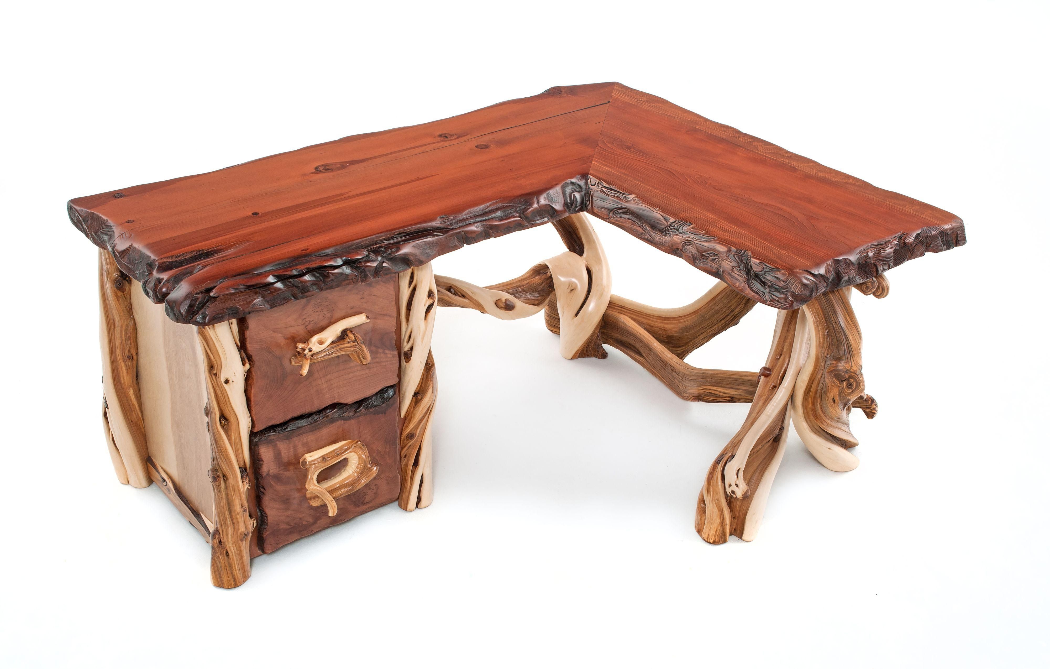 Rustic Live Edge Redwood & Juniper Desk
