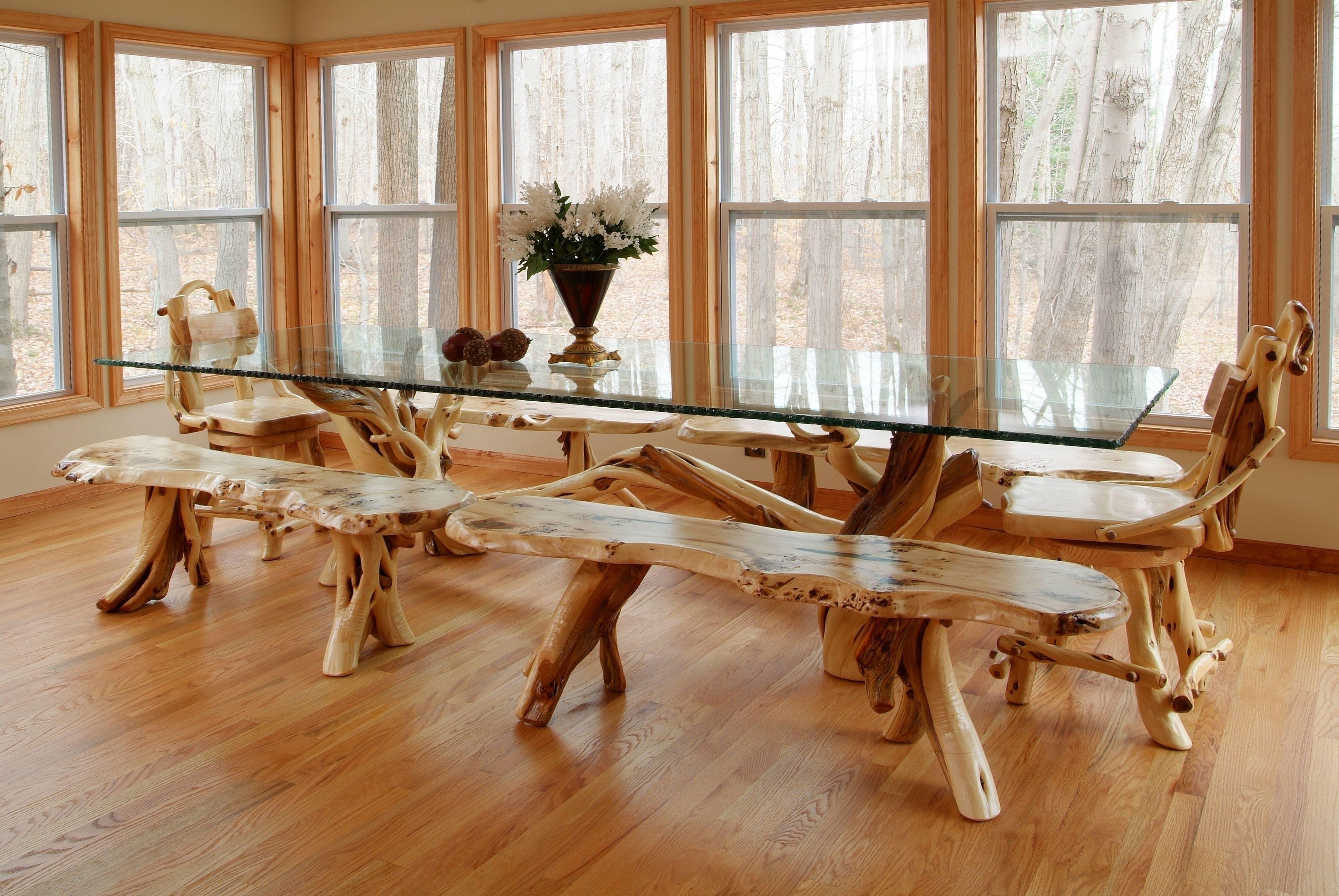 Twisted Trails Juniper Log Dining Table Base