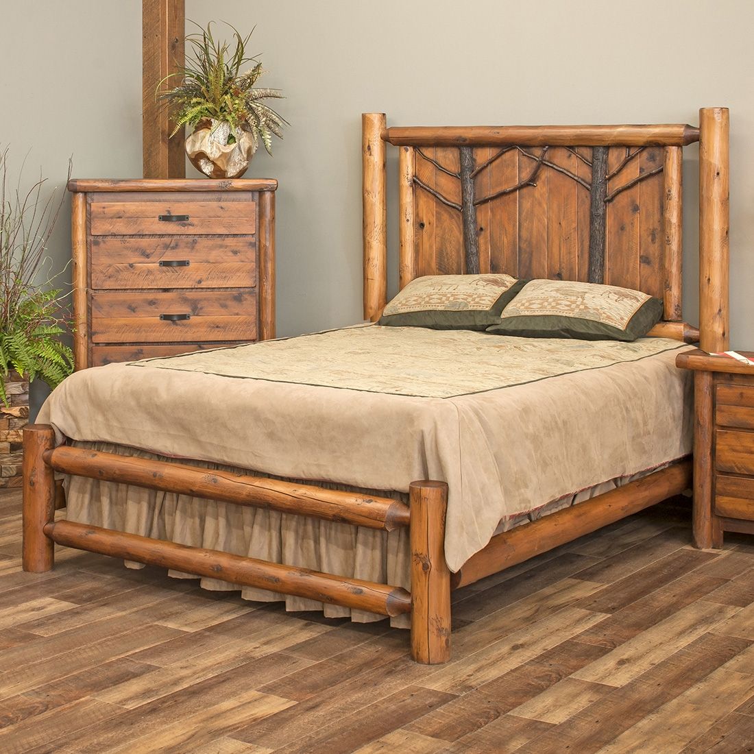 rustic wood panel bed