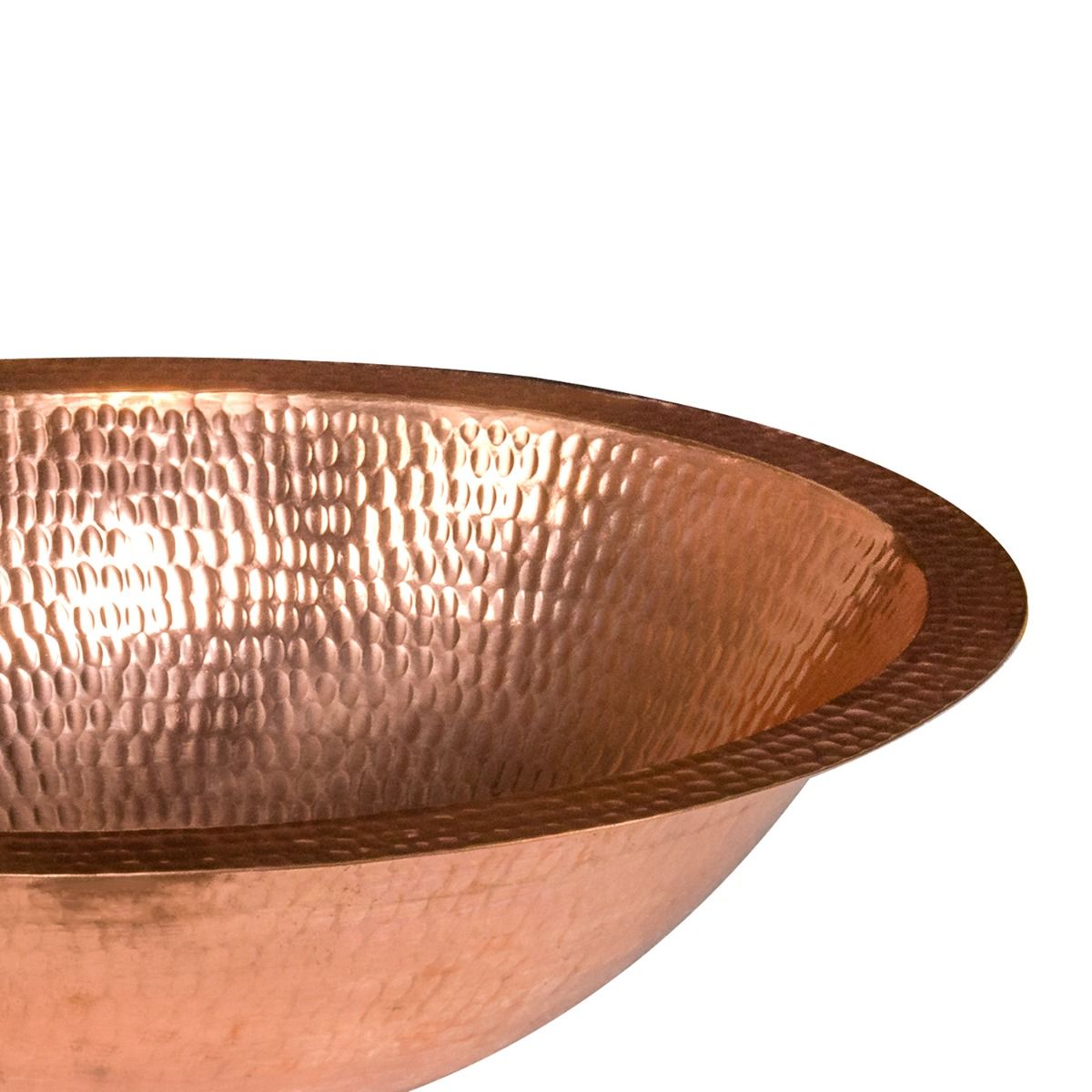 17" Oval Polished Hammered Copper Bathroom Sink