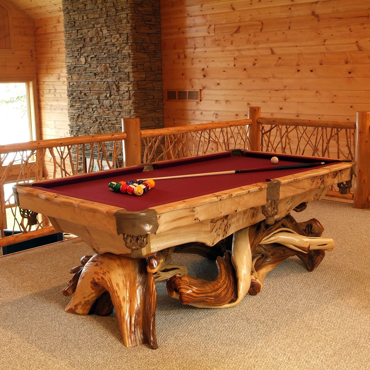 Rustic Juniper & Burl Wood Pool Table
