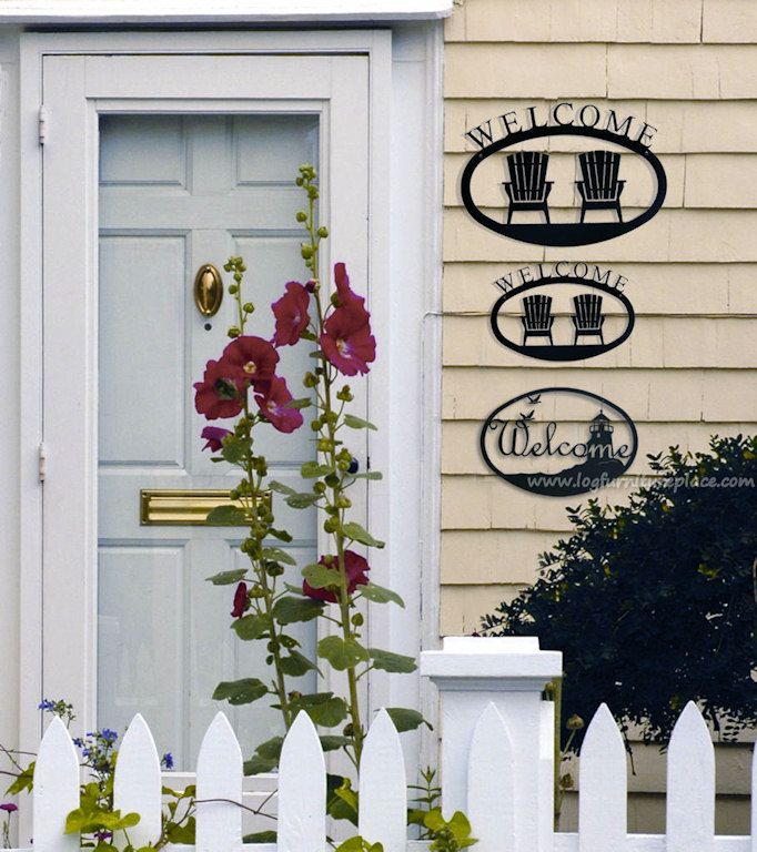 Wrought Iron Adirondacks Welcome Sign