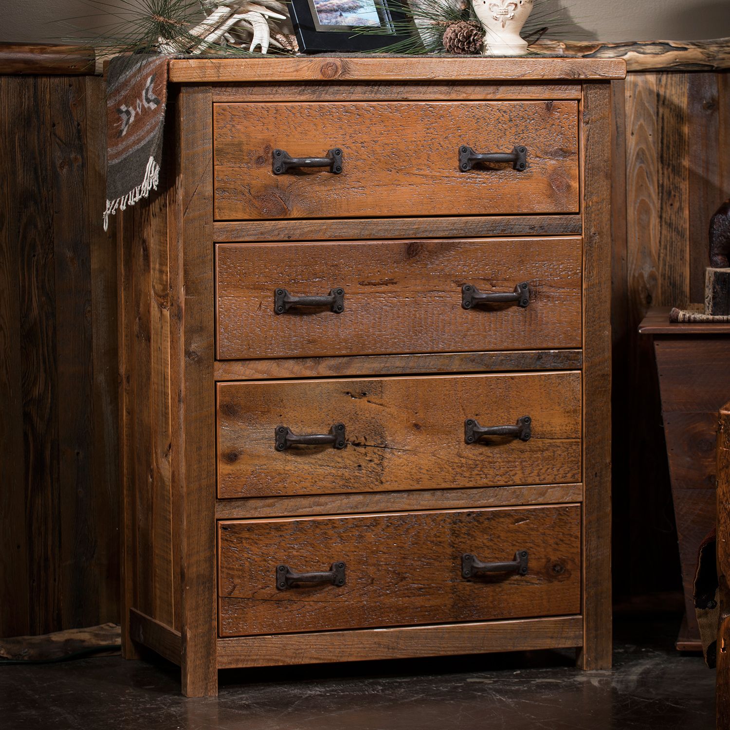 Rustic Timber Frame Reclaimed Barn Wood Chest of Drawers