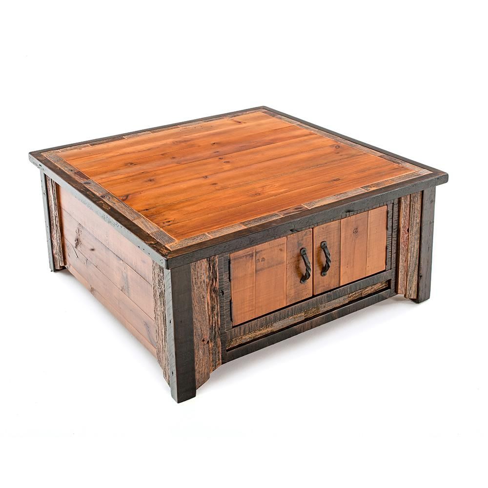 Rustic Western Reclaimed Barn Wood 2 Door Coffee Table