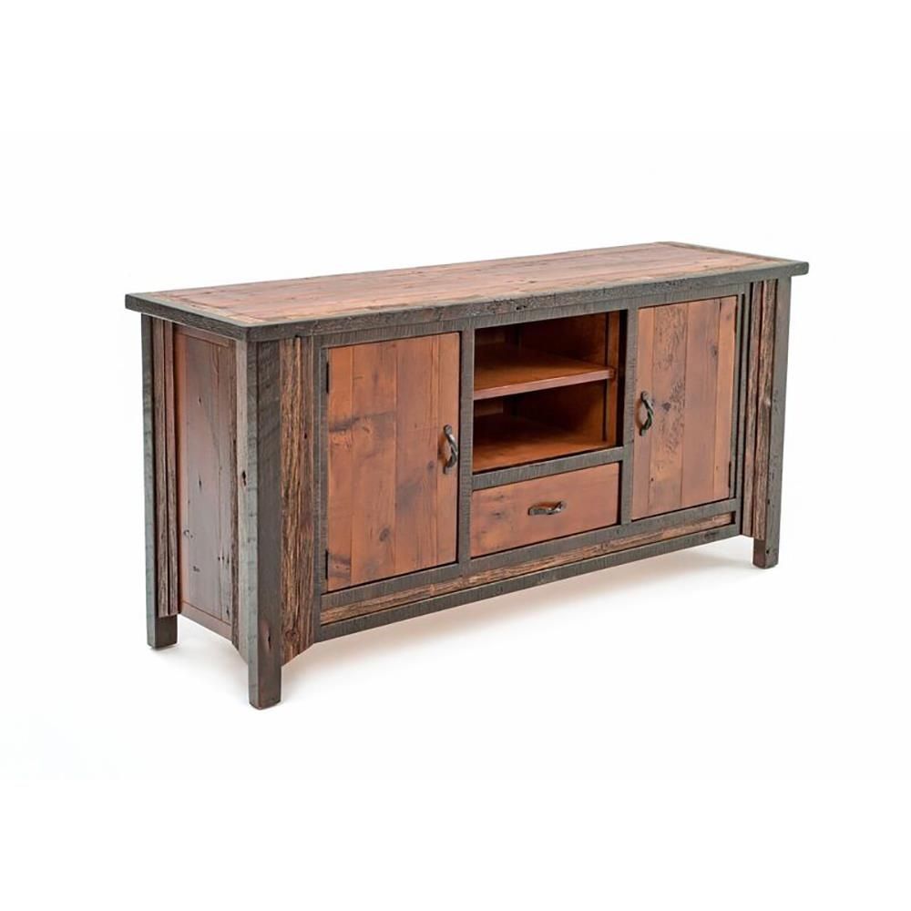 Rustic Western Reclaimed Barn Wood TV Stand and Media Storage Cabinet