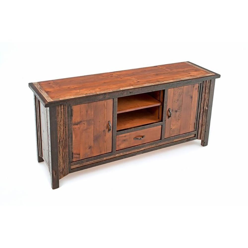 Rustic Western Reclaimed Barn Wood TV Stand and Media Storage Cabinet