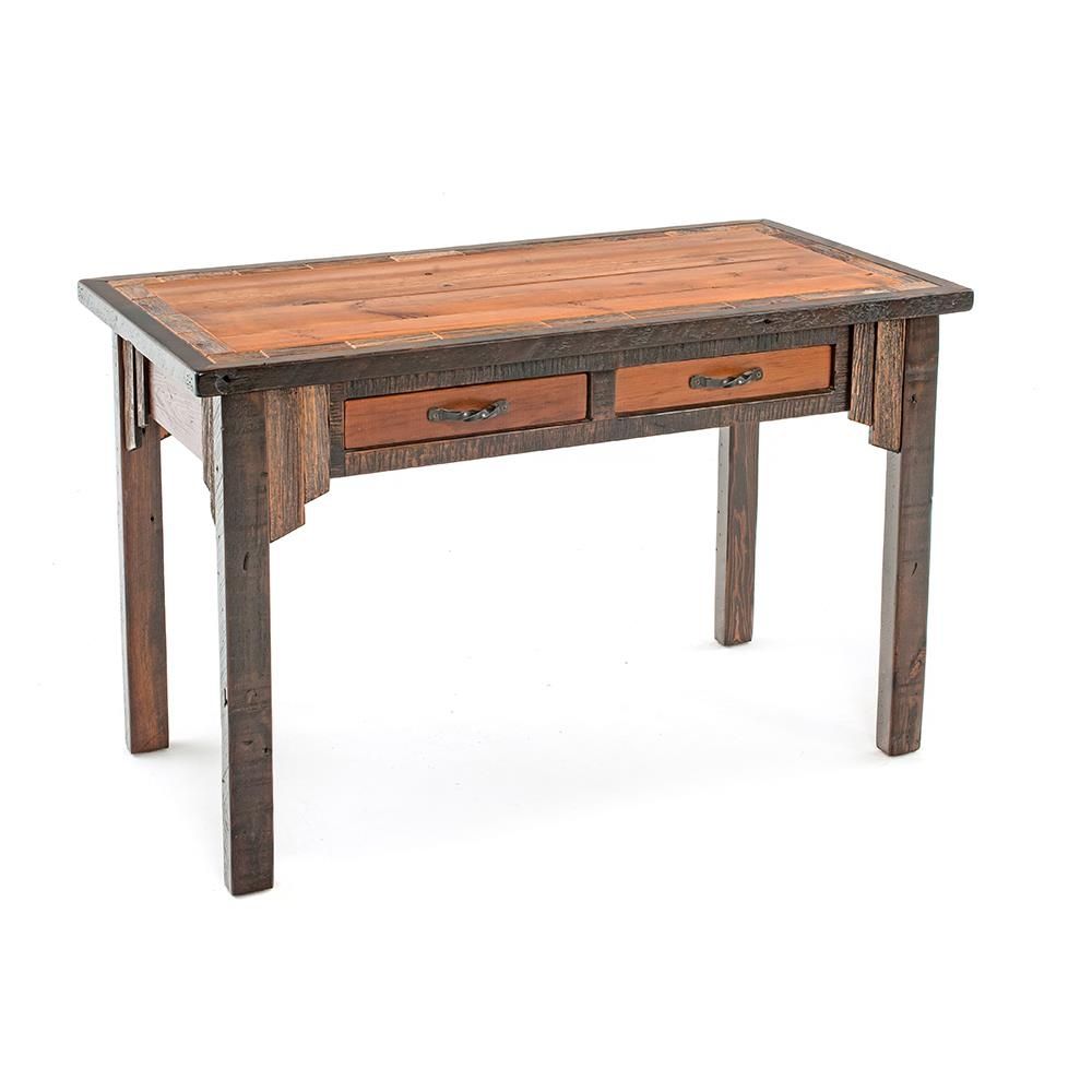 Rustic Western Reclaimed Barn Wood 2 Drawer Writer's Desk