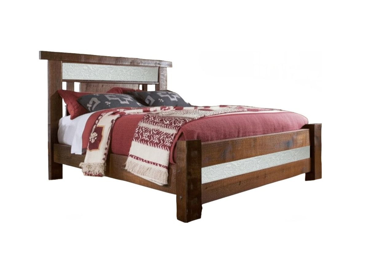 Rustic Ranchero Highland Leather Panel Bed