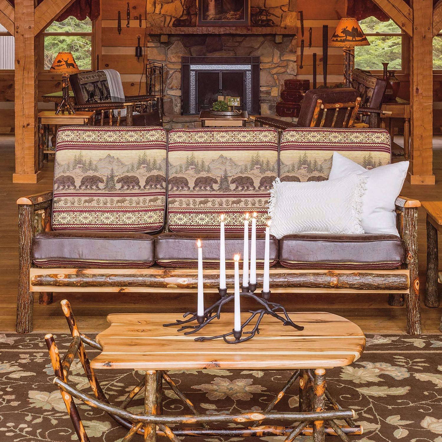 Hickory Log Living Room Sofa