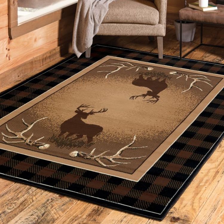 Antler Buck Area Floor Rug