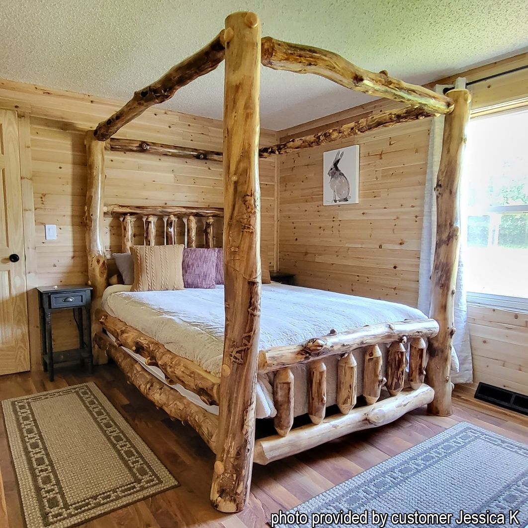 Rustic Colorado Aspen Log Canopy Bed