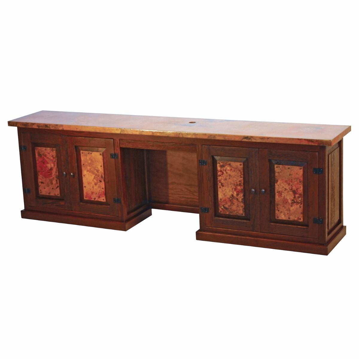 Hand Hammered Copper Desk with Four Doors