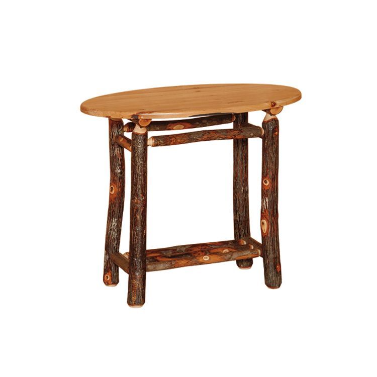 Saranac Hickory Oval Log End Table