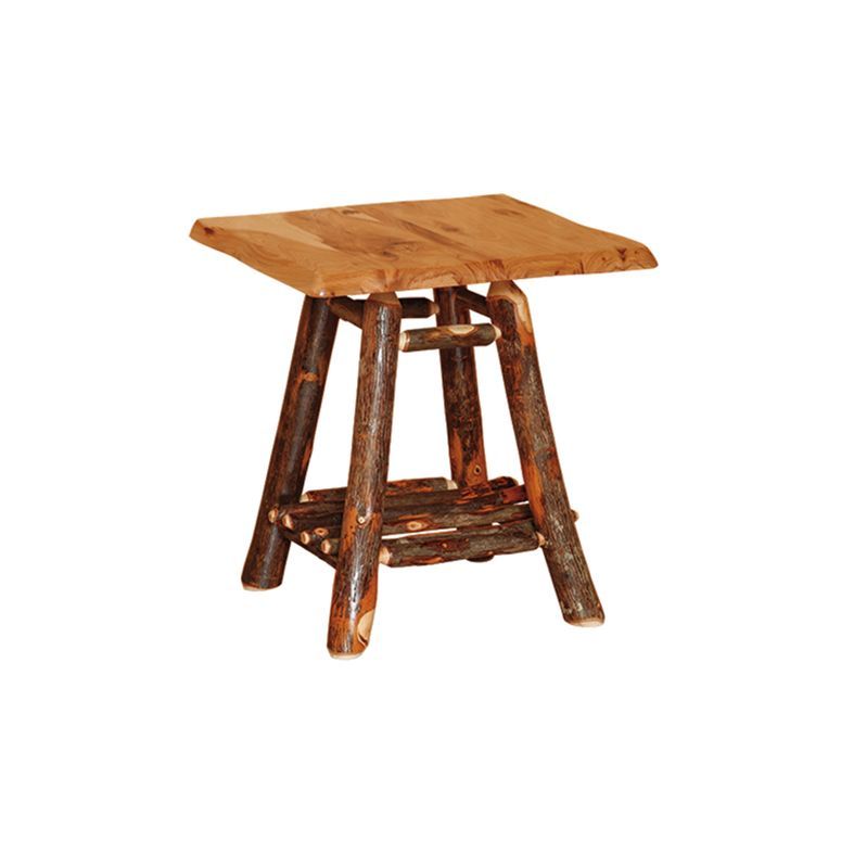 Saranac Hickory Log Wavy Edge End Table