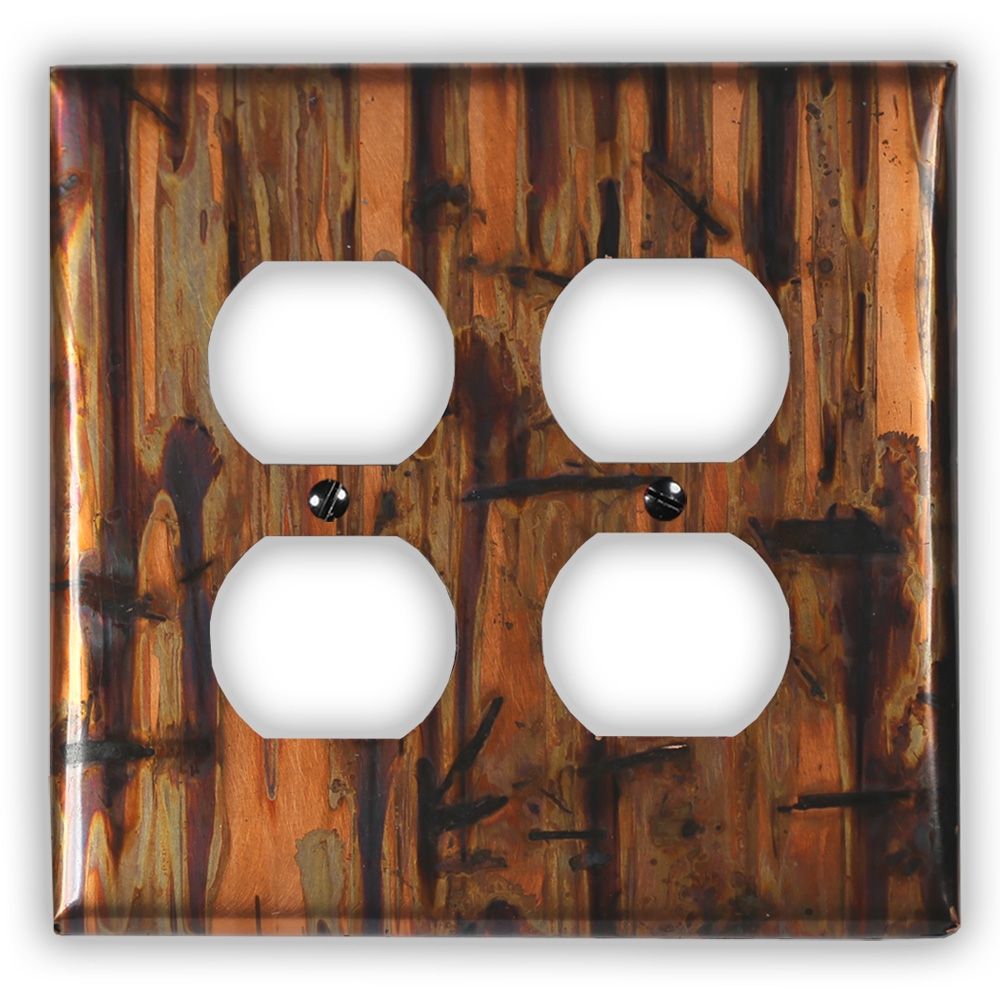 Bamboo Forest Double Outlet Rustic Copper Switch Plate
