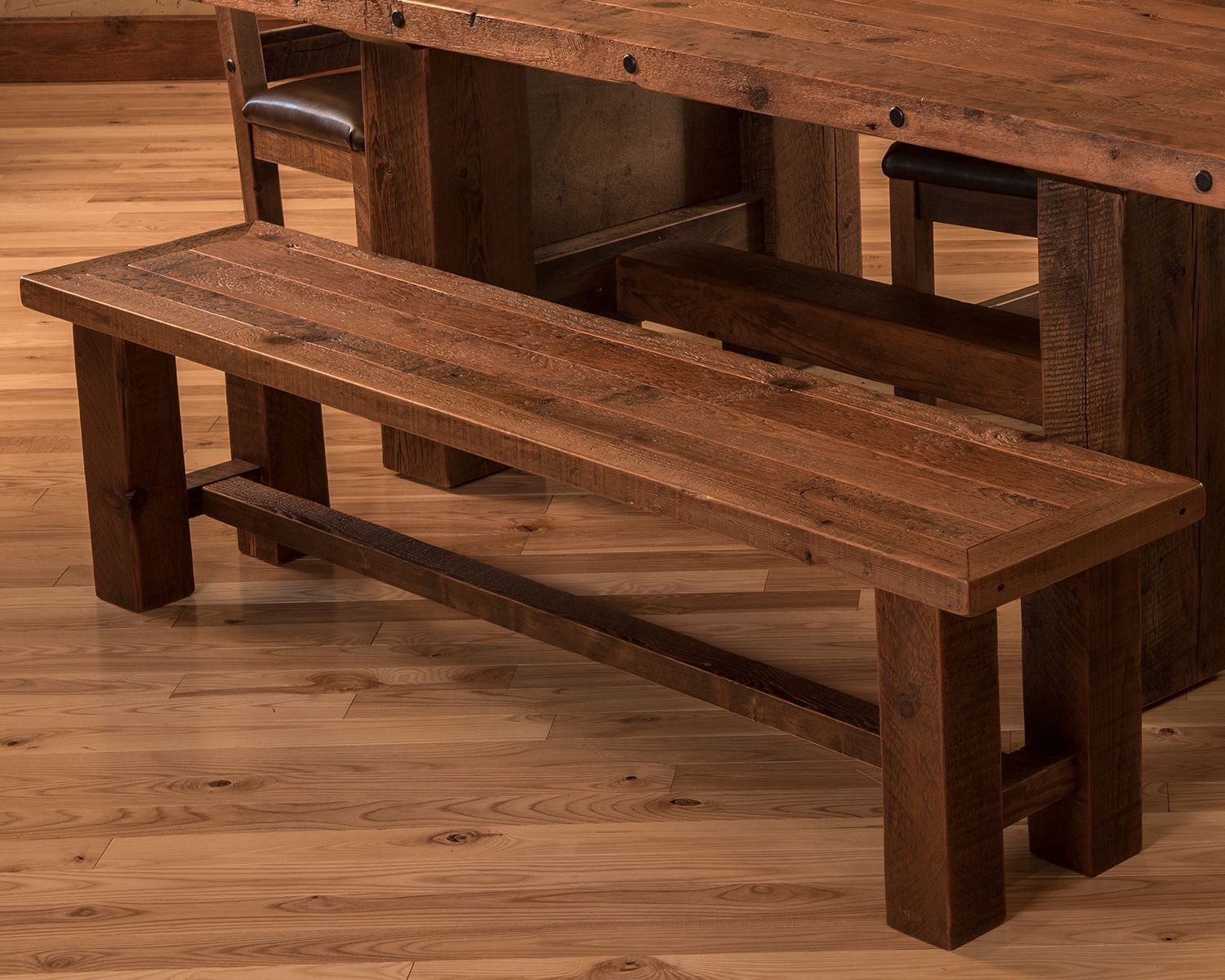 rustic dining benches
