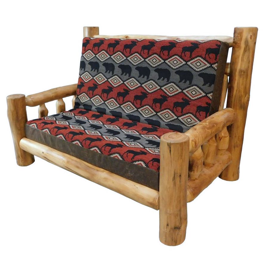 Rustic Aspen Log Futon Loveseat
