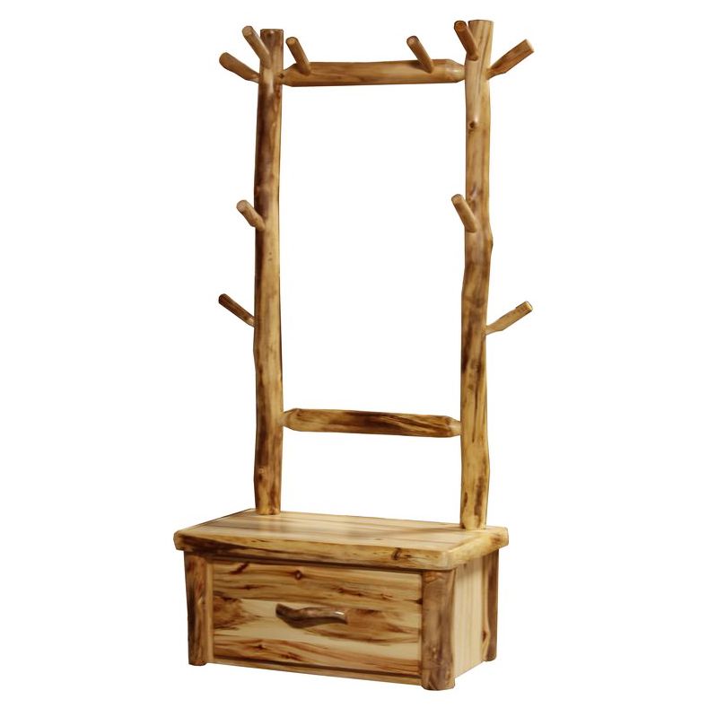 Beartooth Aspen Log Hall Tree Bench