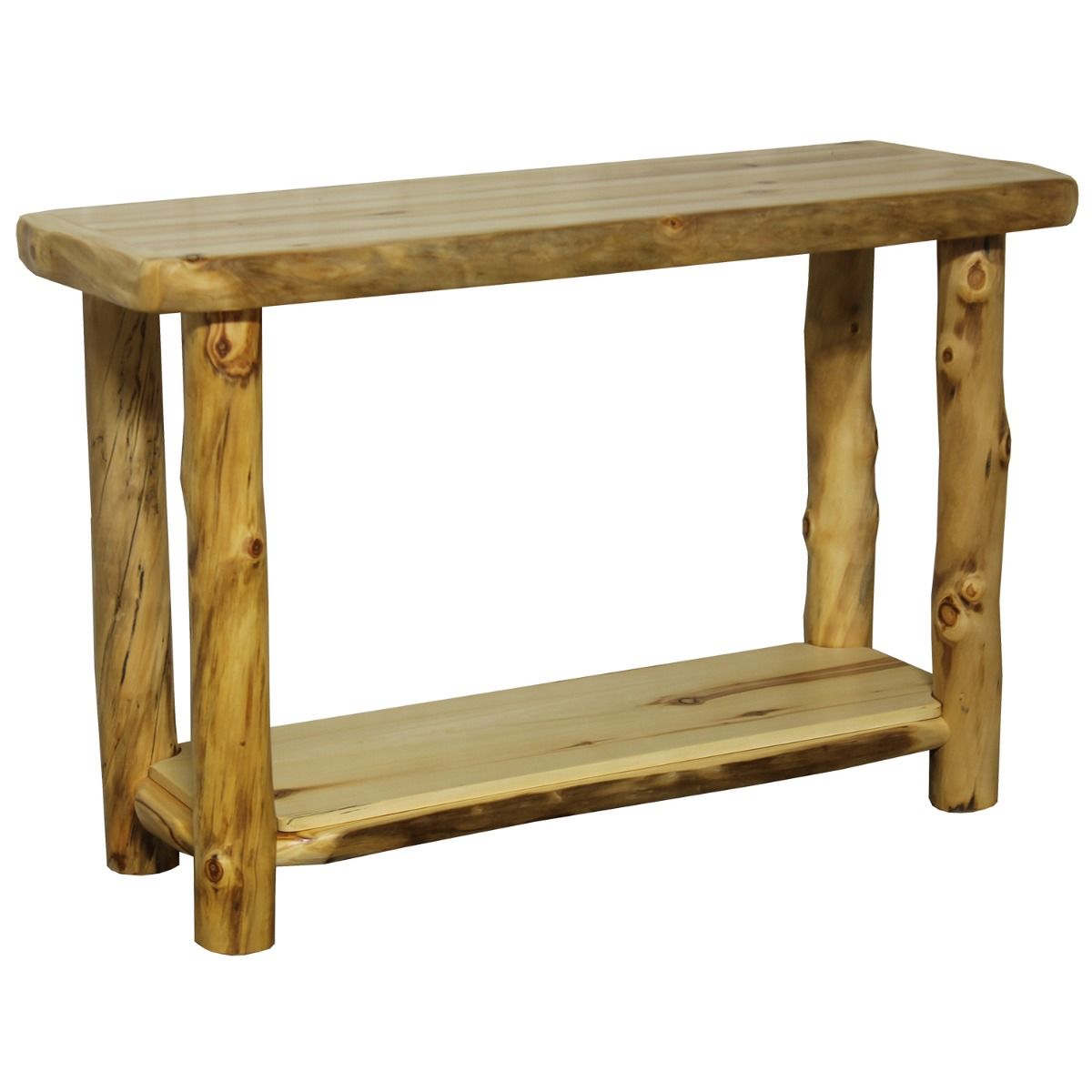 Beartooth Aspen Log Sofa Table with Shelf
