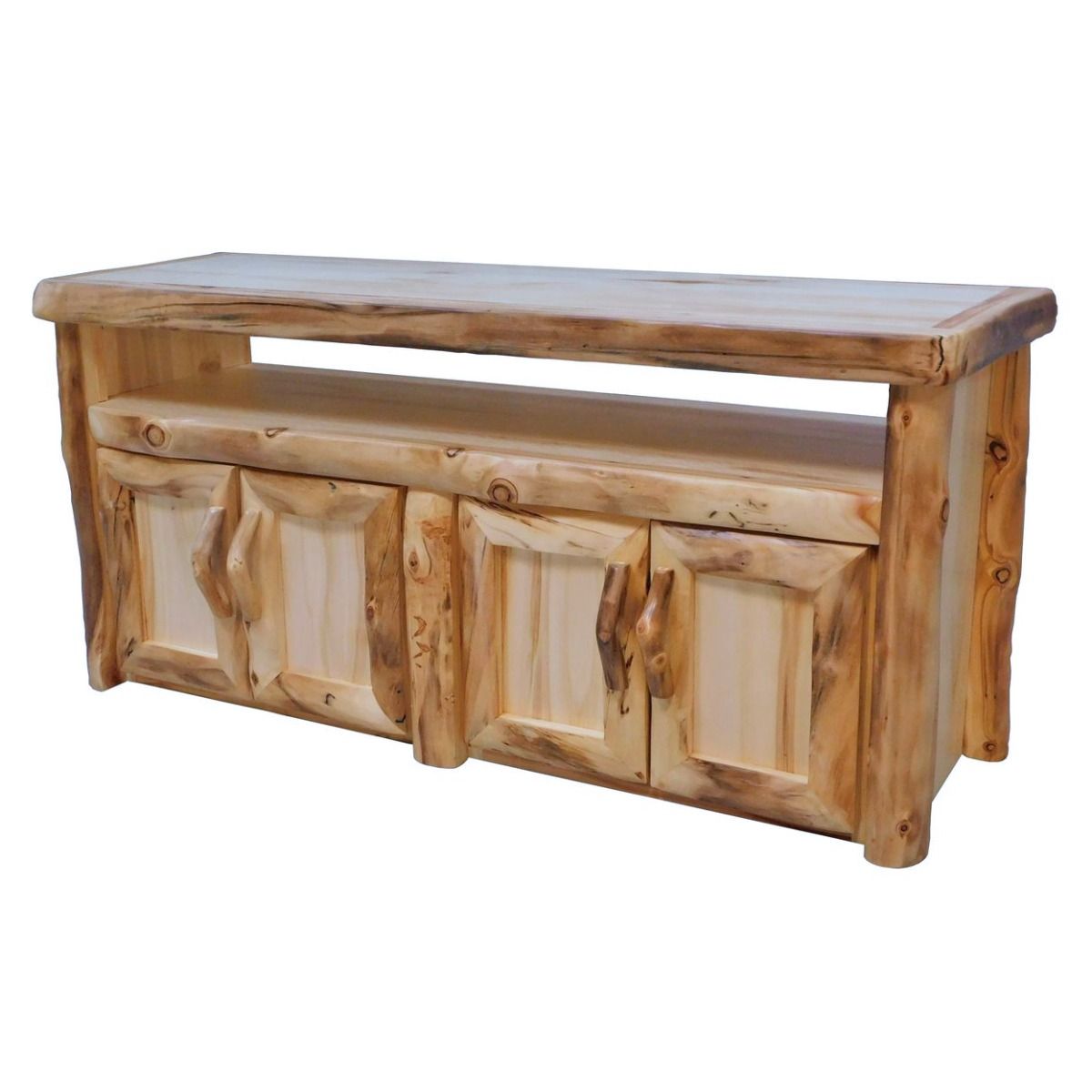 Rustic Aspen Log Widescreen TV Stand