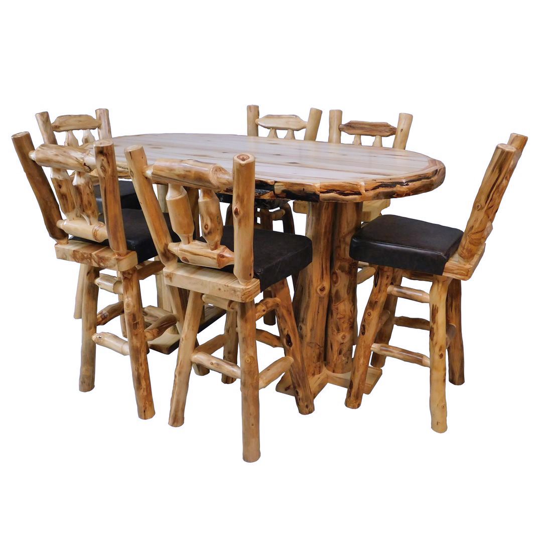 Beartooth Aspen Oval Log Pub Tables