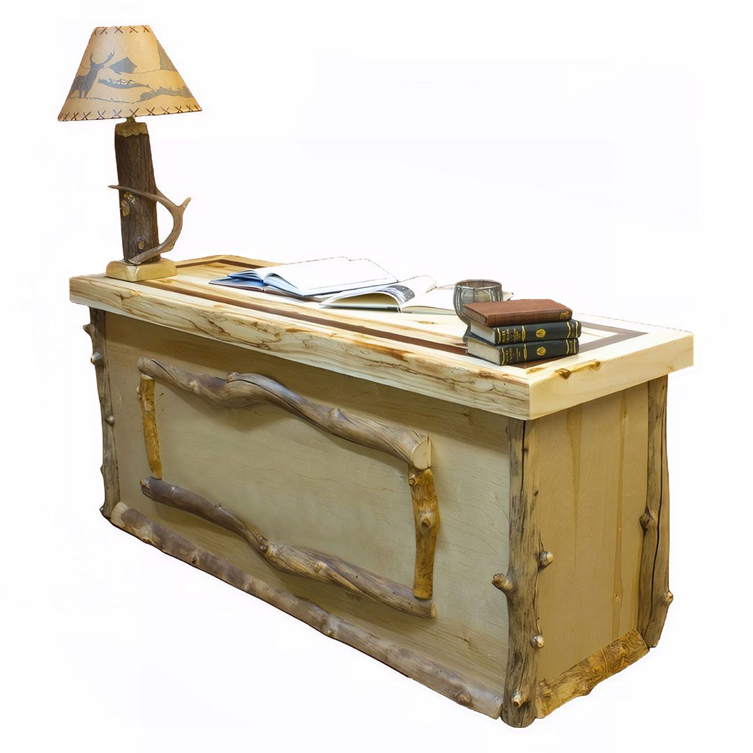 Rustic Hand Peeled Aspen Log Executive Desk