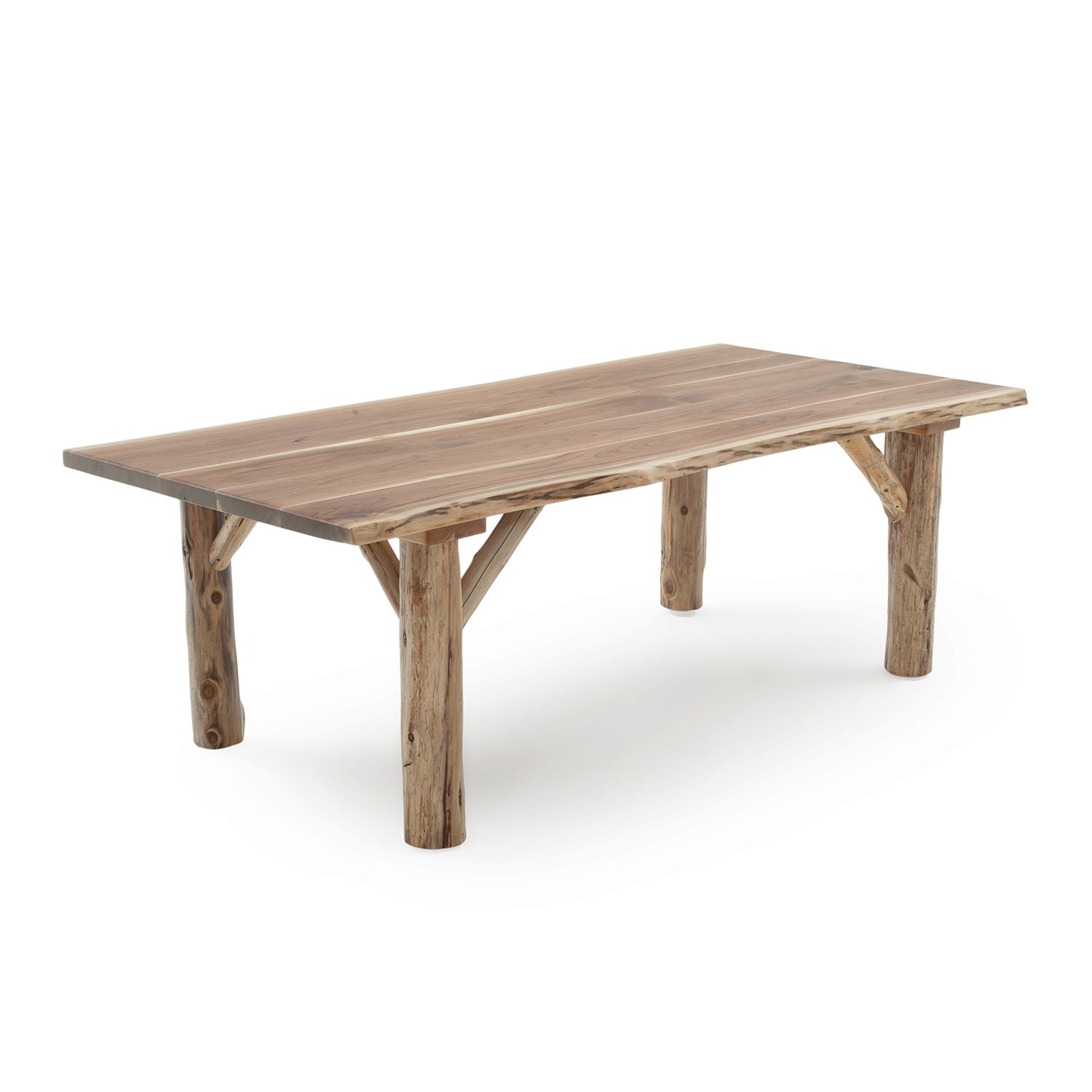 Black Walnut & Rustic Cedar Log Natural Edge Dining Table