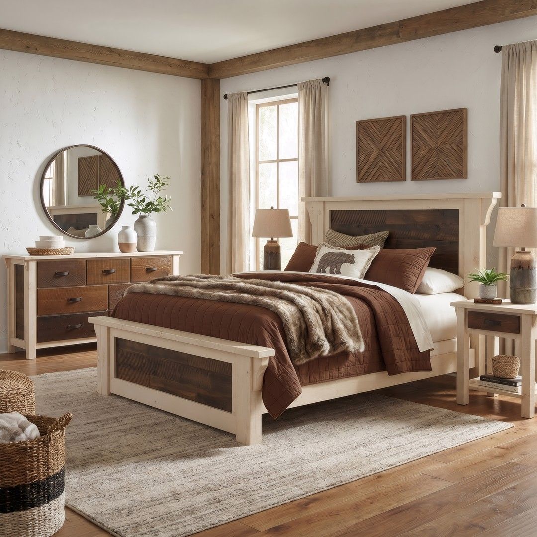 Rustic Cottage Farmhouse Barnwood Bed
