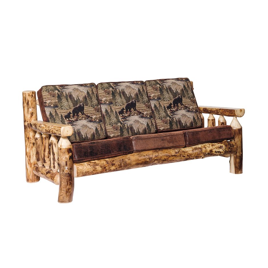 Rustic Colorado Aspen Cushioned Sofa