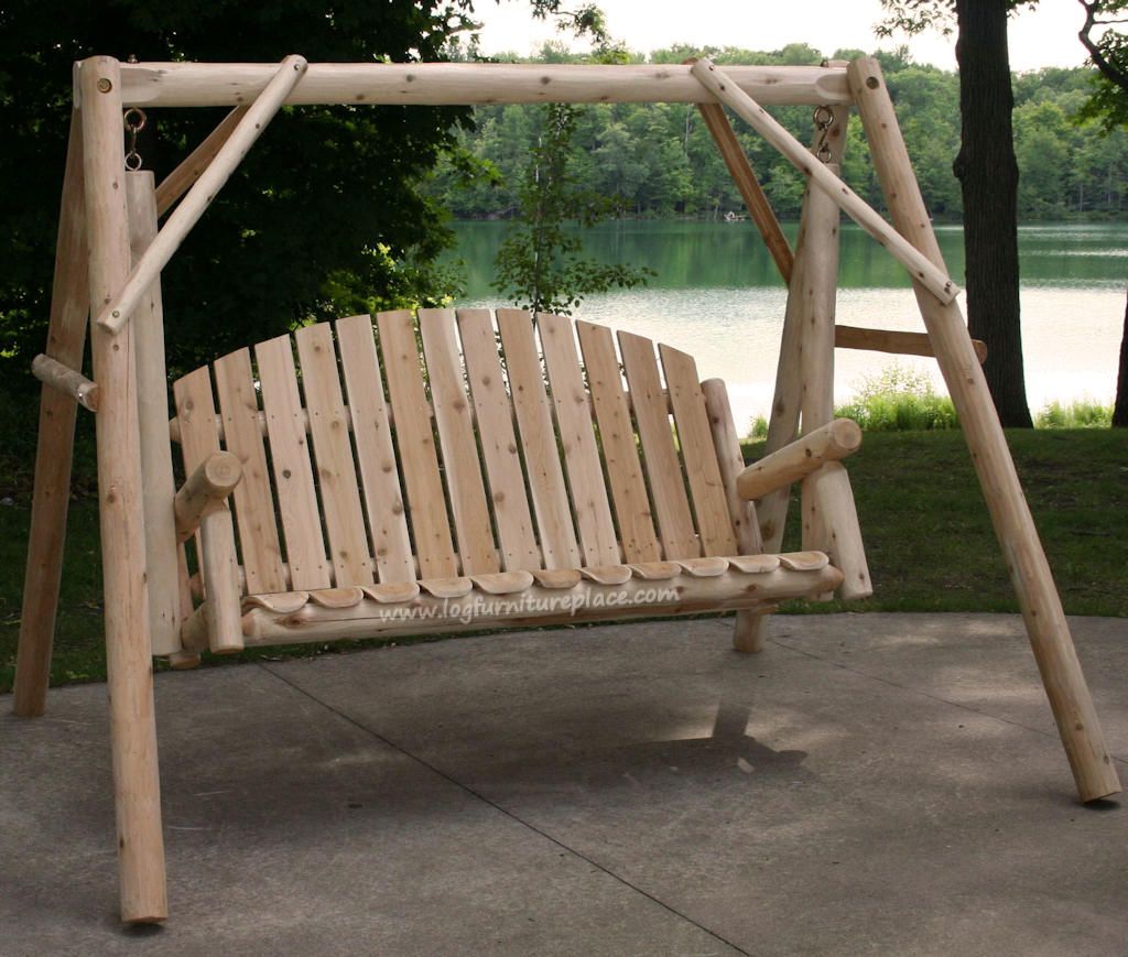 Rustic Country Garden Cedar Log Yard Swing
