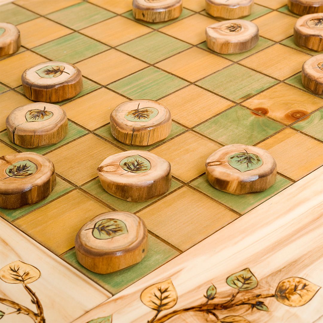 Rustic Aspen Hand-Painted Checker Board Tables