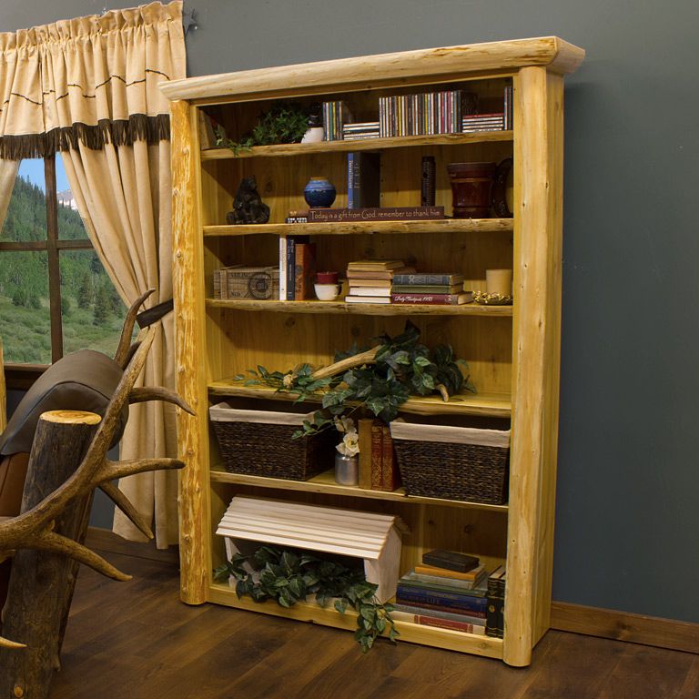 Cedar Lake 6ft tall Rustic Log Bookcase