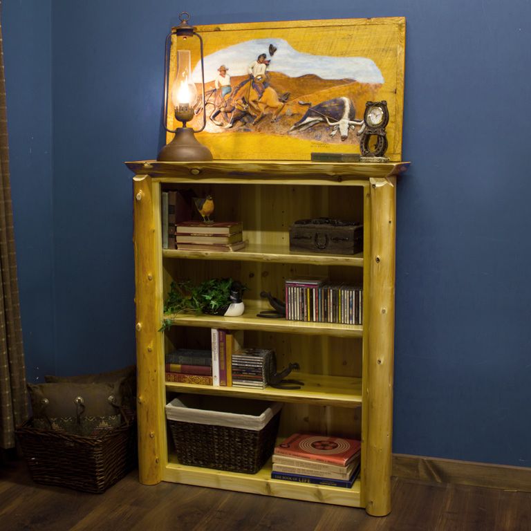 Cedar Lake 4ft tall Rustic Log Bookcase