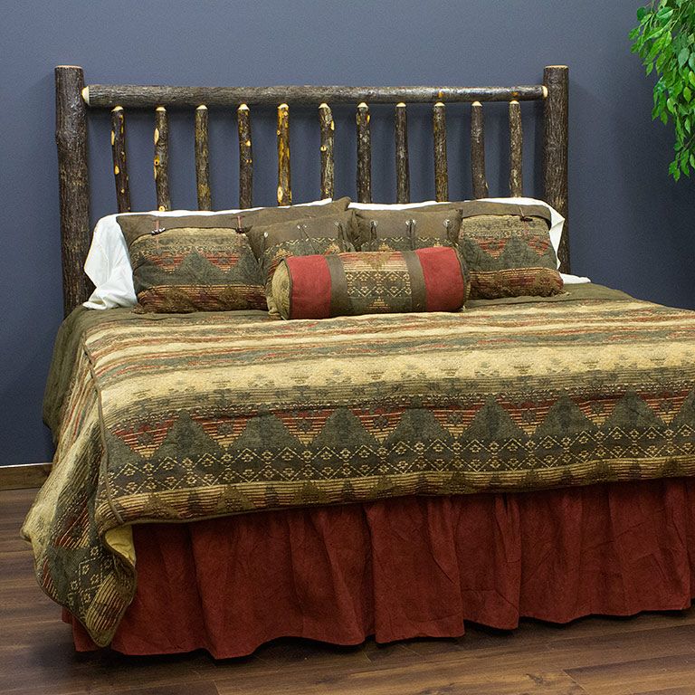 Rustic Hickory Log Headboard