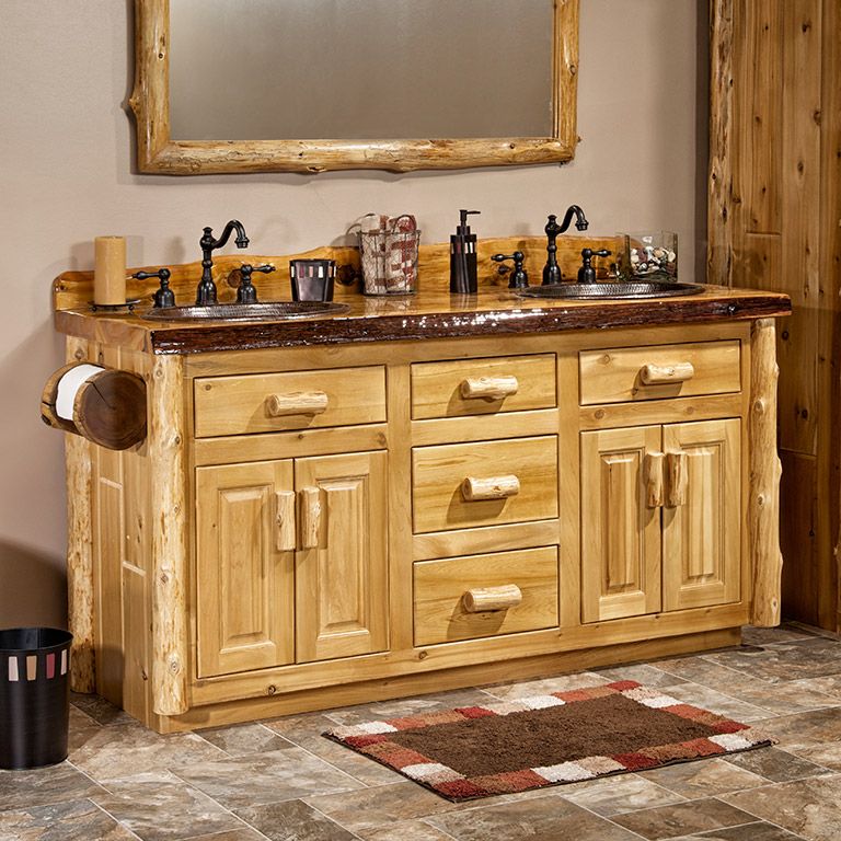 Cedar Lake Solid Wood Rustic Log Vanity 48" - 72"