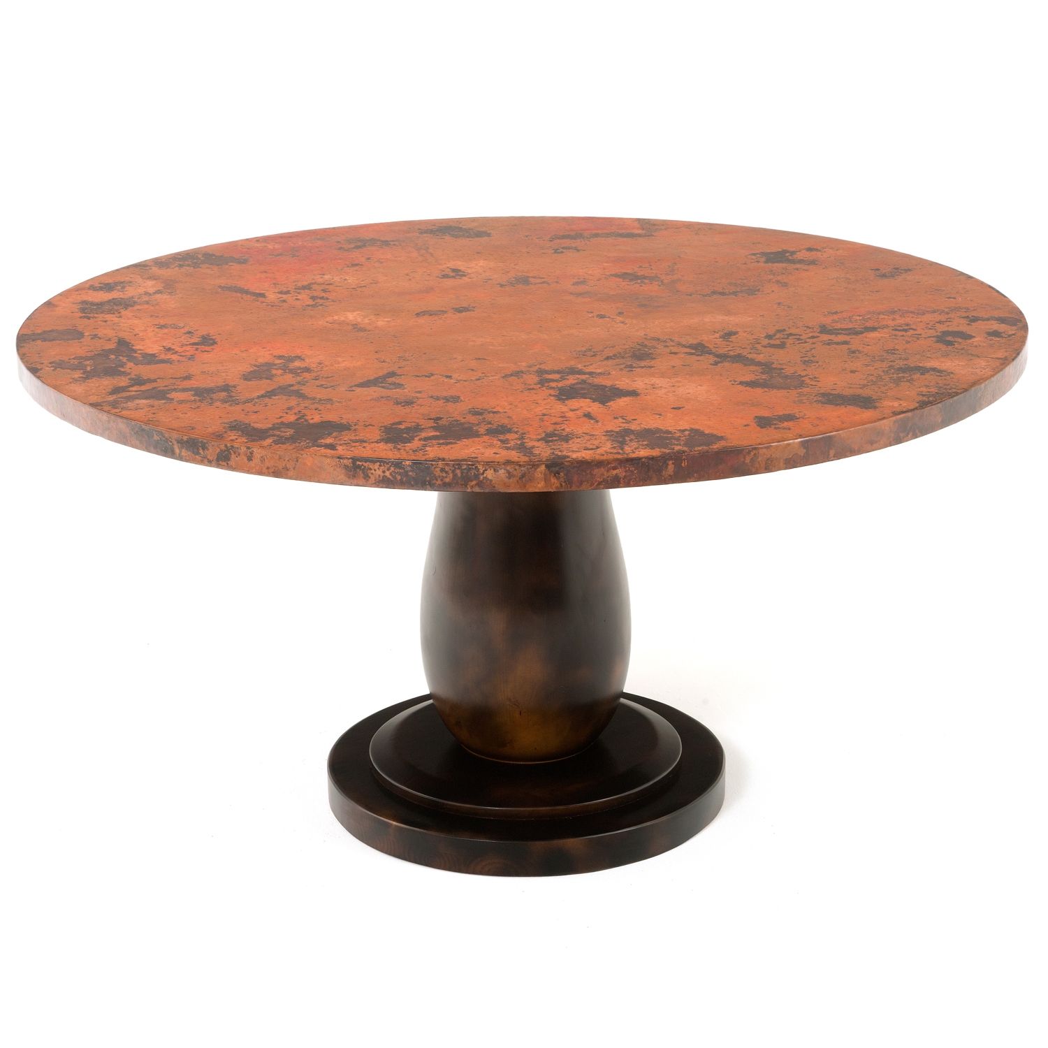 Hand Hammered Copper Pedestal Base Dining Table