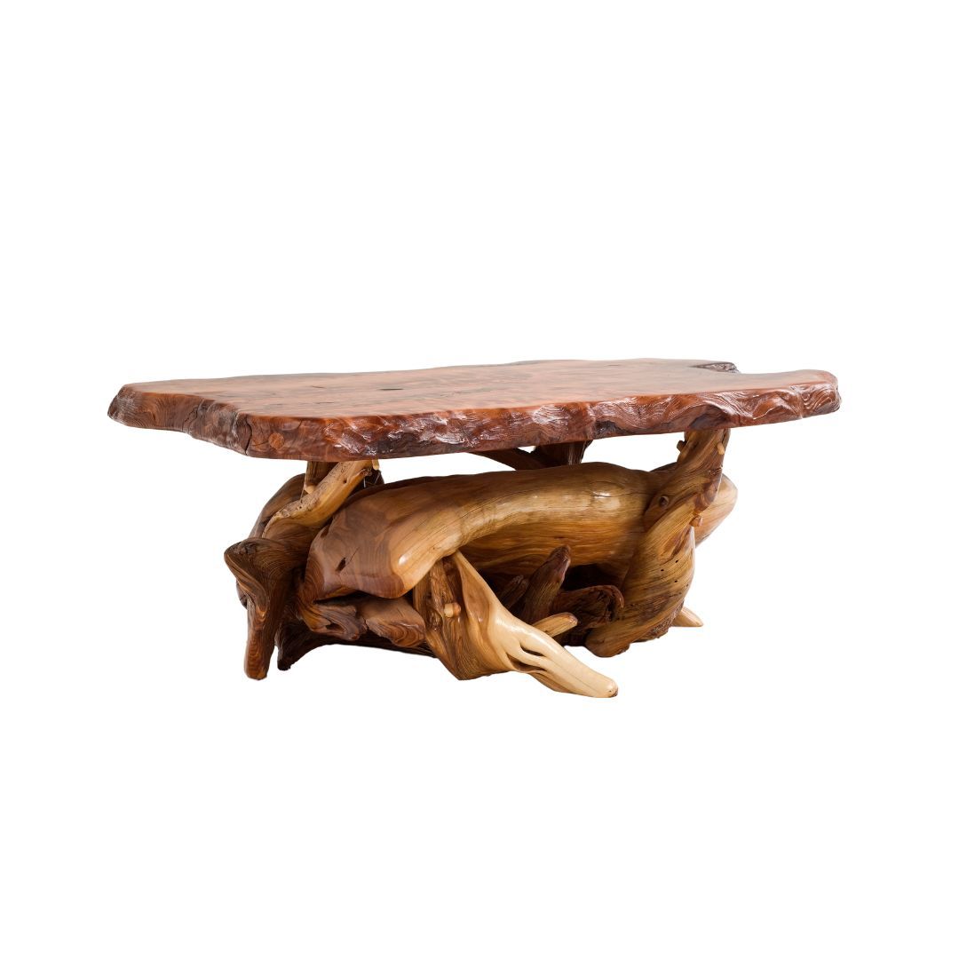 Ornate Rustic Redwood Coffee Table