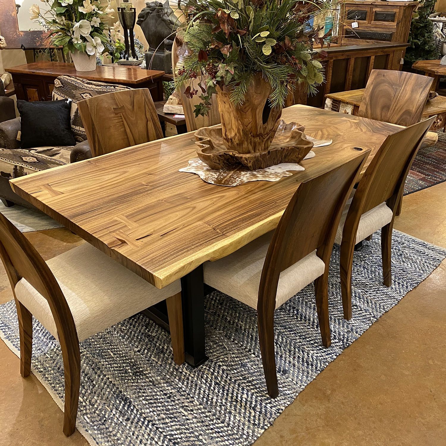 Industrial Rustic Natural Wood Dining Table