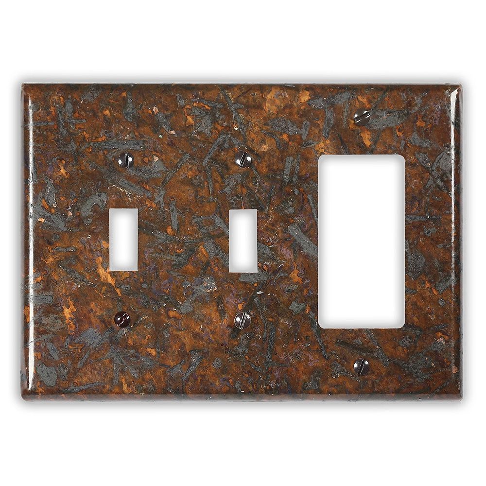 Distressed Dark Double Toggle & Single Rocker/GFI Copper Switch Plate