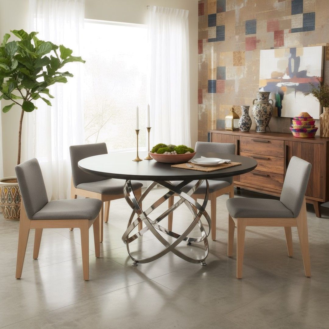 Contemporary Metal Base Dining Table
